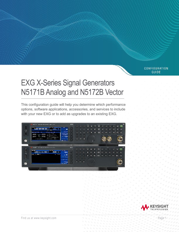 EXG X-Series Signal Generators N5171B Analog and N5172B Vector PDF Asset Page | Keysight